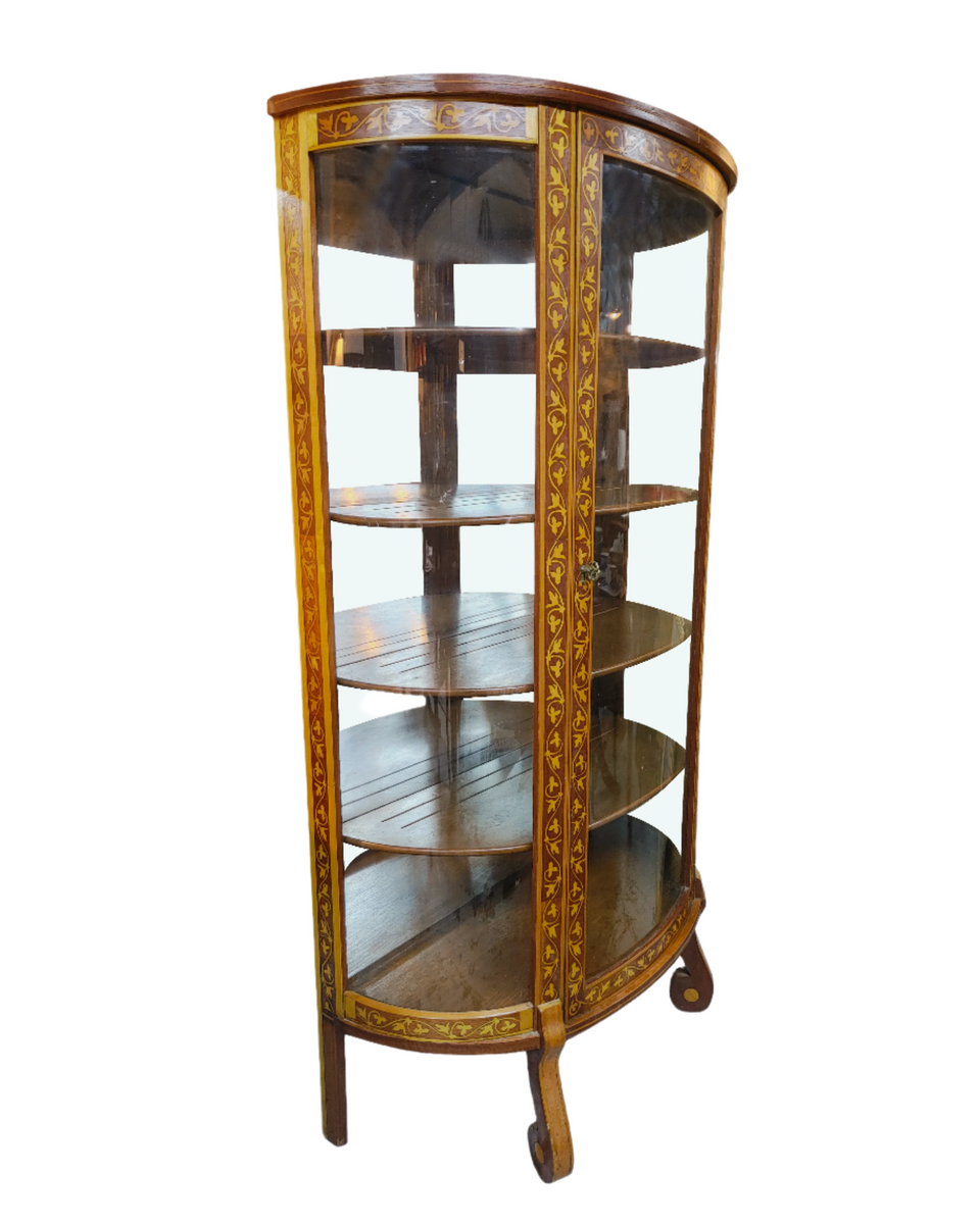 Inlaid Curved Glass Vitrine China Display Cabinet – ATTIC FANATIC
